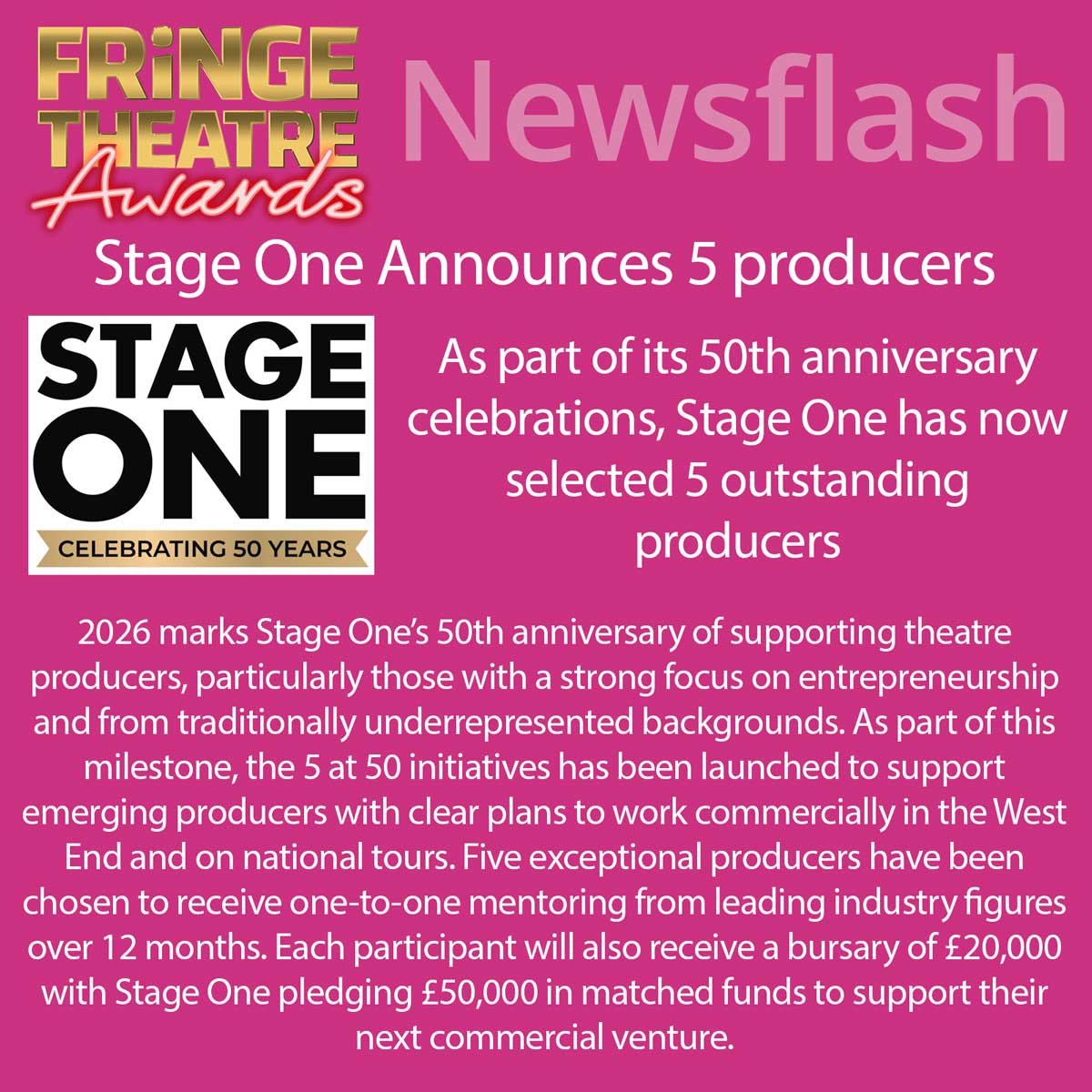 Fringe Theatre Awards – Promoting Excellence in Fringe Theatre